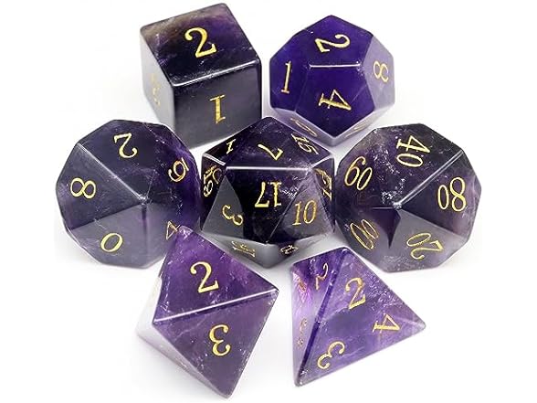 Natural Amethyst DND Dice Set