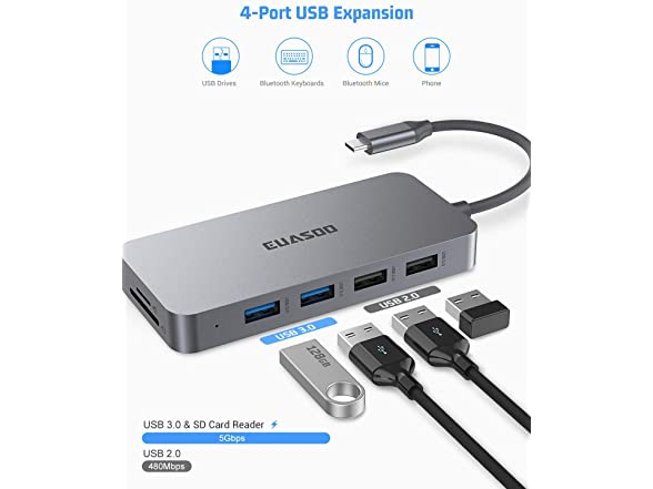 EUASOO ES-HB006 10 in 1 USB C Hub Adapter