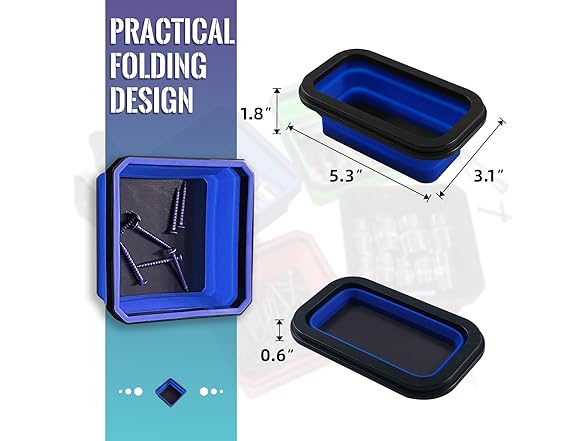 3 Pc Collapsible Magnetic Parts Trays