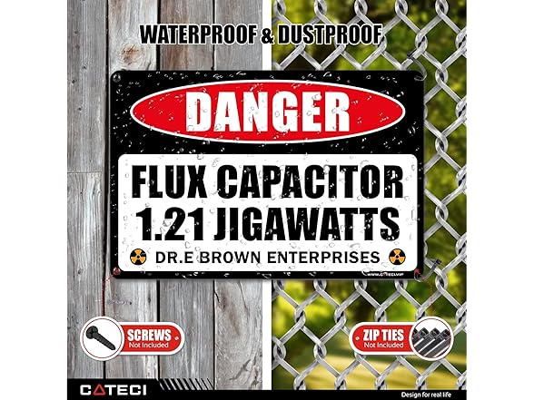 CakJuice Flux Capacitor 1.21 Jigawatt Tin Sign