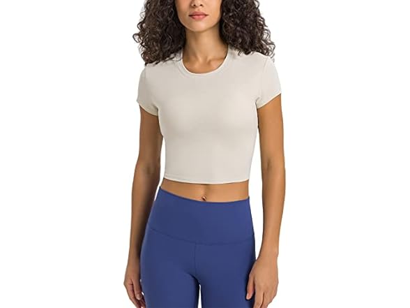 High Neck Cropped Yoga Gym T-Shirt