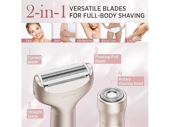 Women Electric Razor Rechargeable for Body: Painless Hair Removal