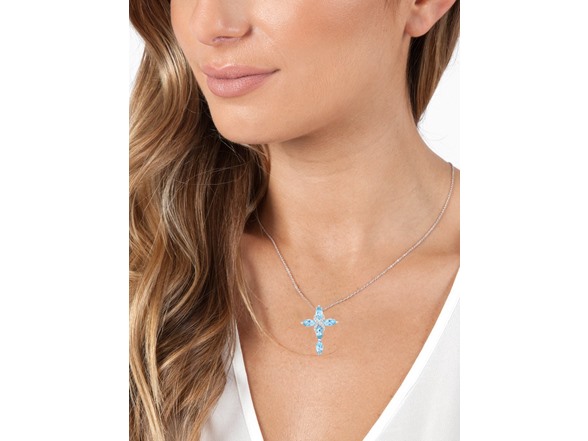 Bedazzled Bijou Ocean Blue CZ Infinity Cross Necklace