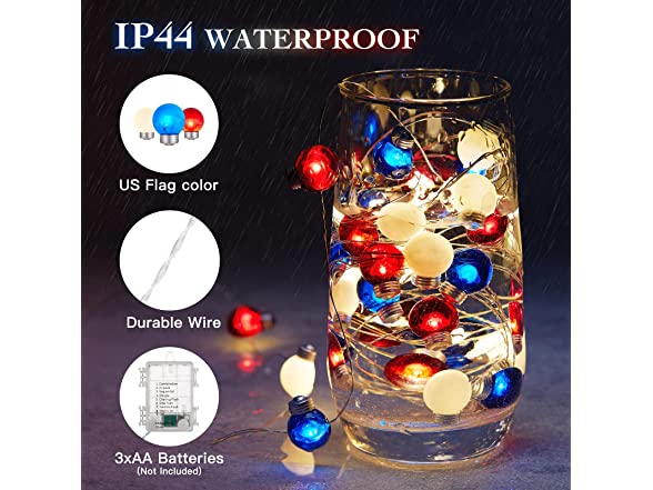 Brightown 16FT 50LED Patriotic Lights