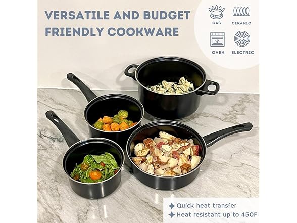 Lexi Home Carbon Steel 7pc Cookware Set