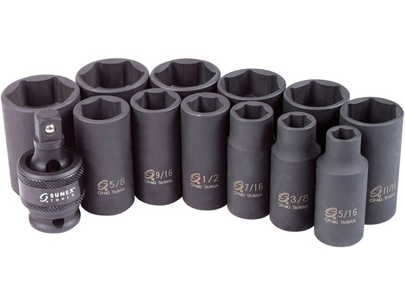 3/8" Drive SAE Mid-Depth Impact Socket Set