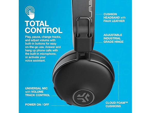 JLab Studio ANC On-Ear Wireless Headphones, Black