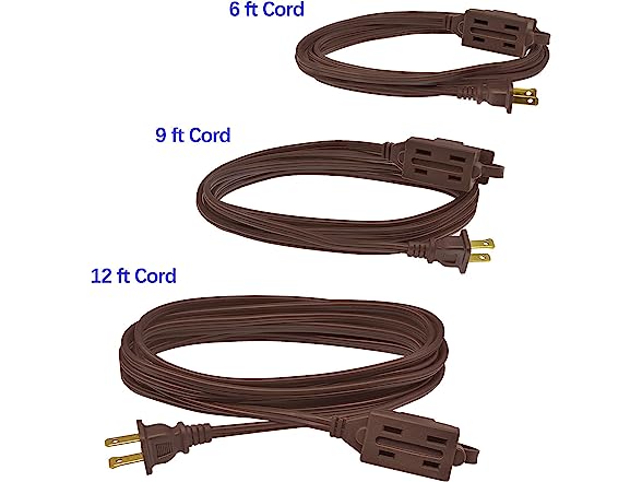 Clear Power 6/9/12 ft (3 Pack) 16/2 Indoor Cords